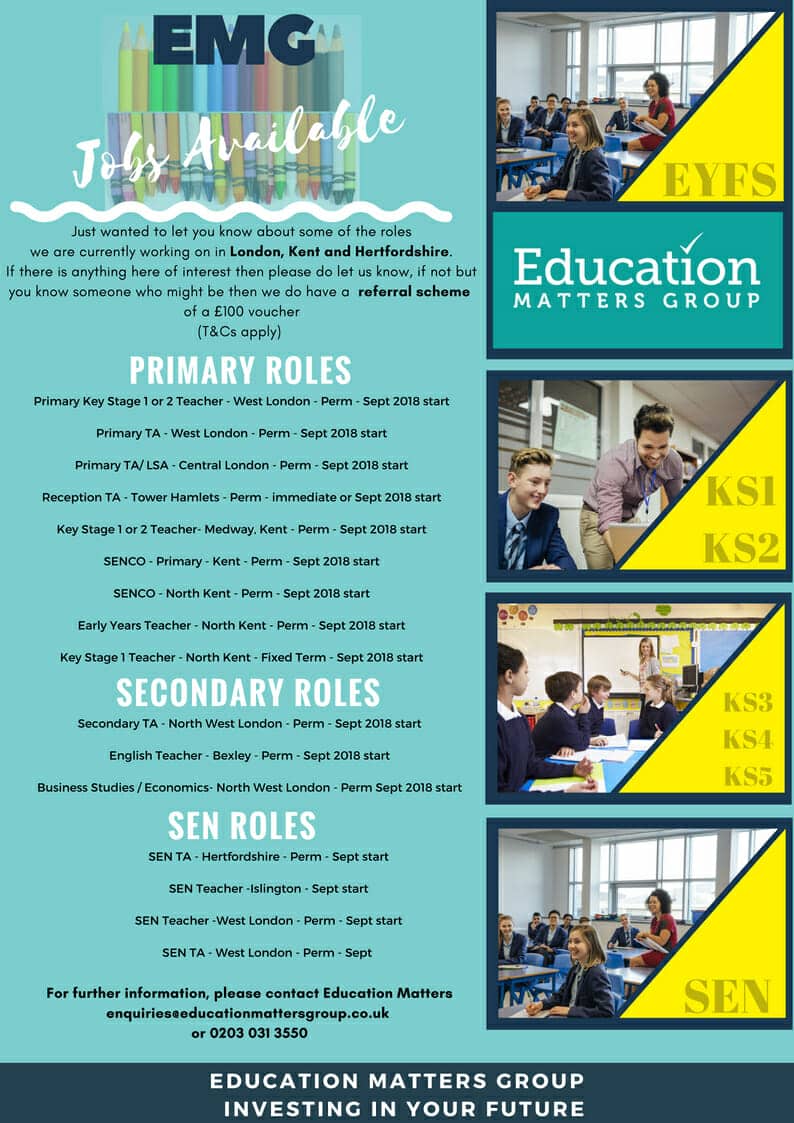 Education Matters - Jobs of the Week - Education Matters Group