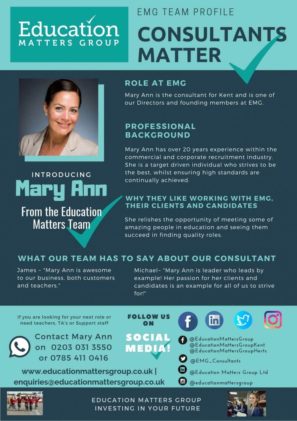 Meet the EMG Team - Introducing Mary Ann - Education Matters Group