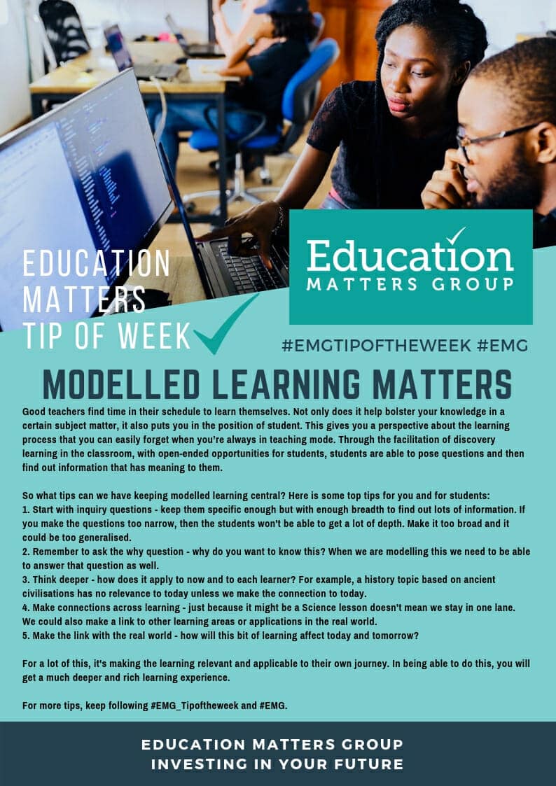 Education Matters Group - Tip of the Week 2019/20 – Modelling Learning ...