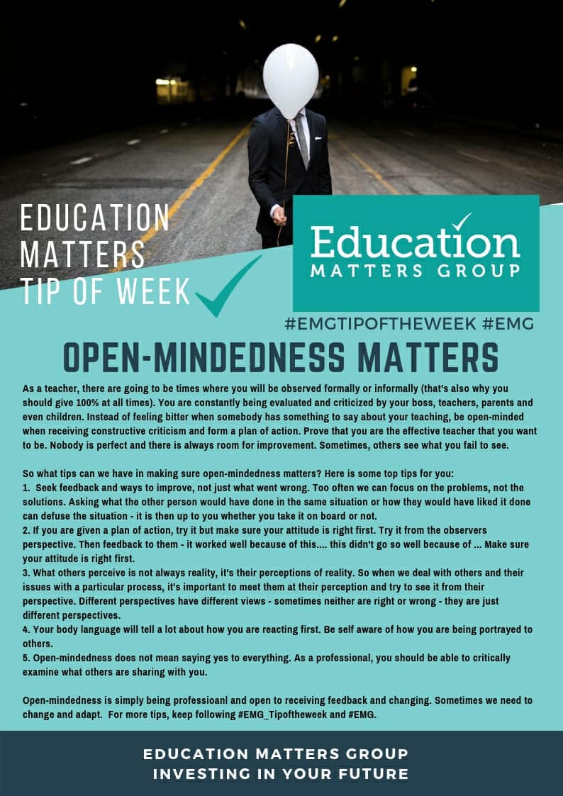 EMG Tip of the Week – Open-mindedness Matters - Education Matters Group