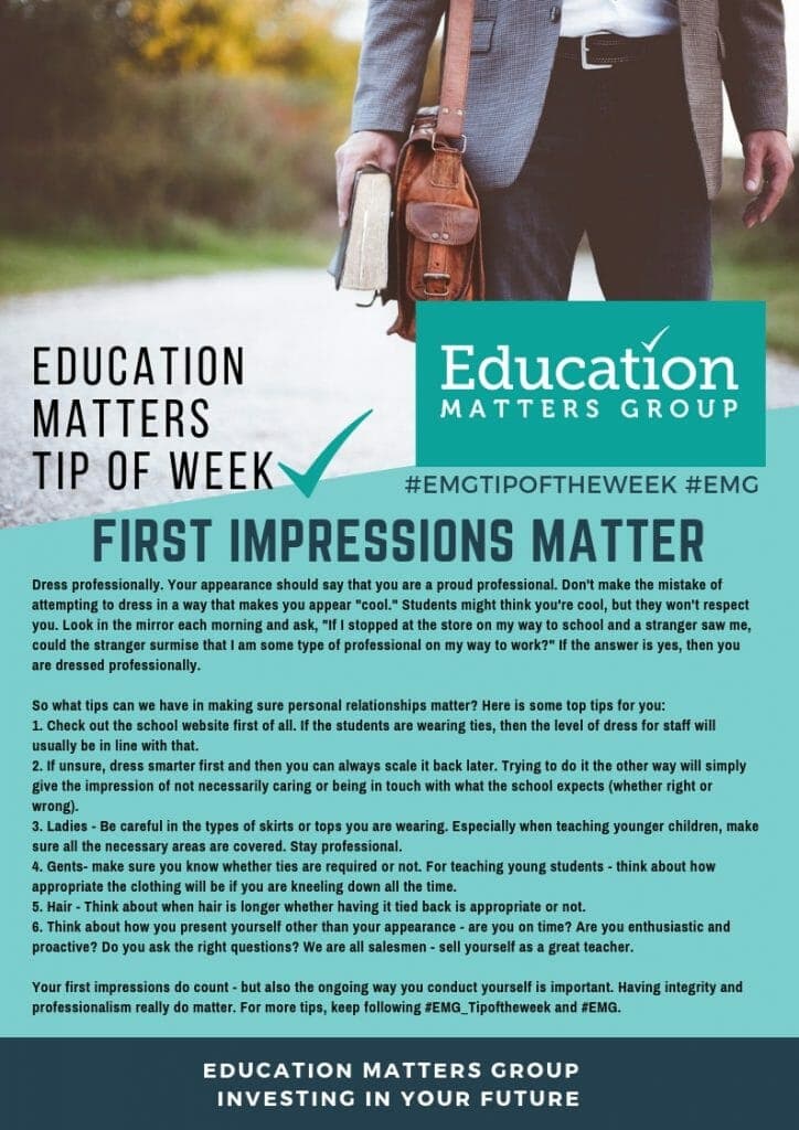EMG Tip of the Week – First Impressions Matter! - Education Matters Group